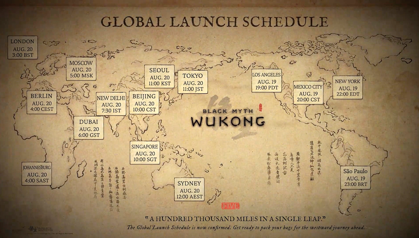 What time does Black Myth: Wukong release in your time zone?