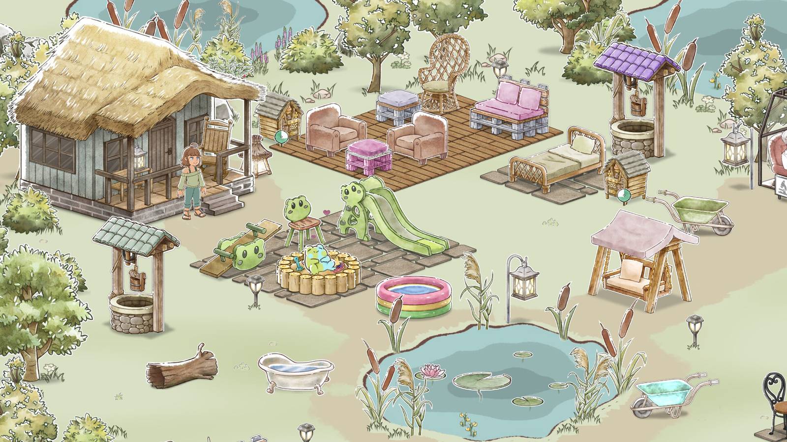 Kamaeru: A Frog Refuge is Neko Atsume, but make it frogs