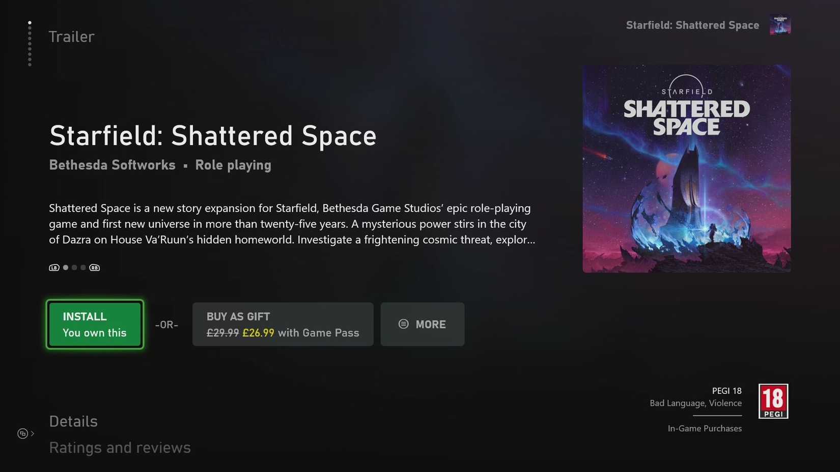 How to start Shattered Space DLC in Starfield