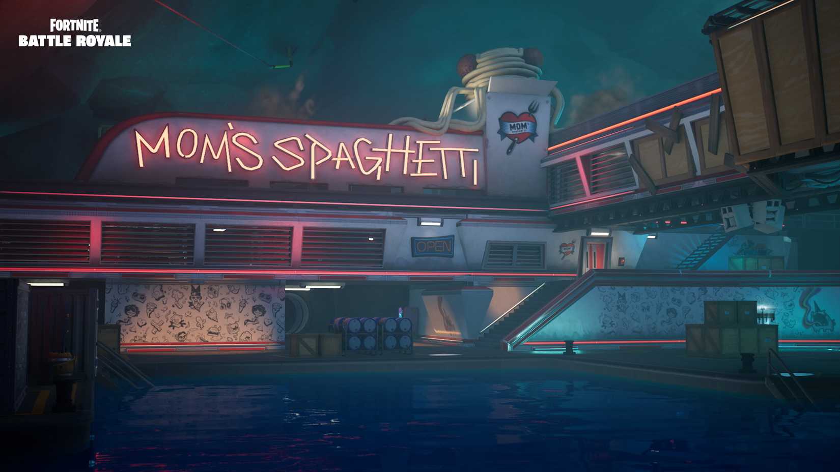 Eminem and Spaghetti Grotto location in Fortnite Remix