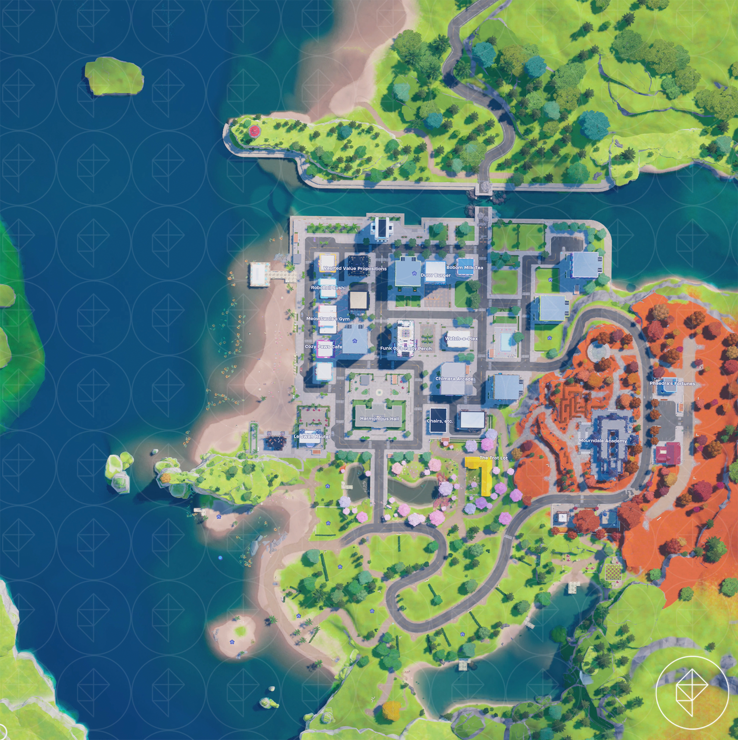 Lego Fortnite Brick Life map of Brick Bay locations