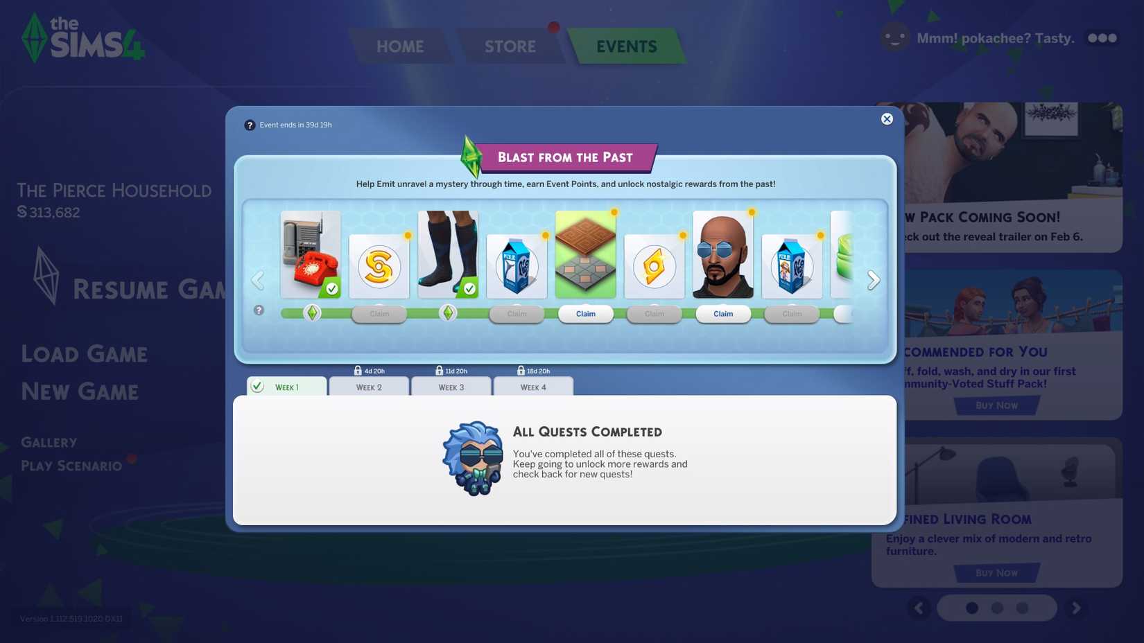 All 'Blast from the Past' event rewards in The Sims 4