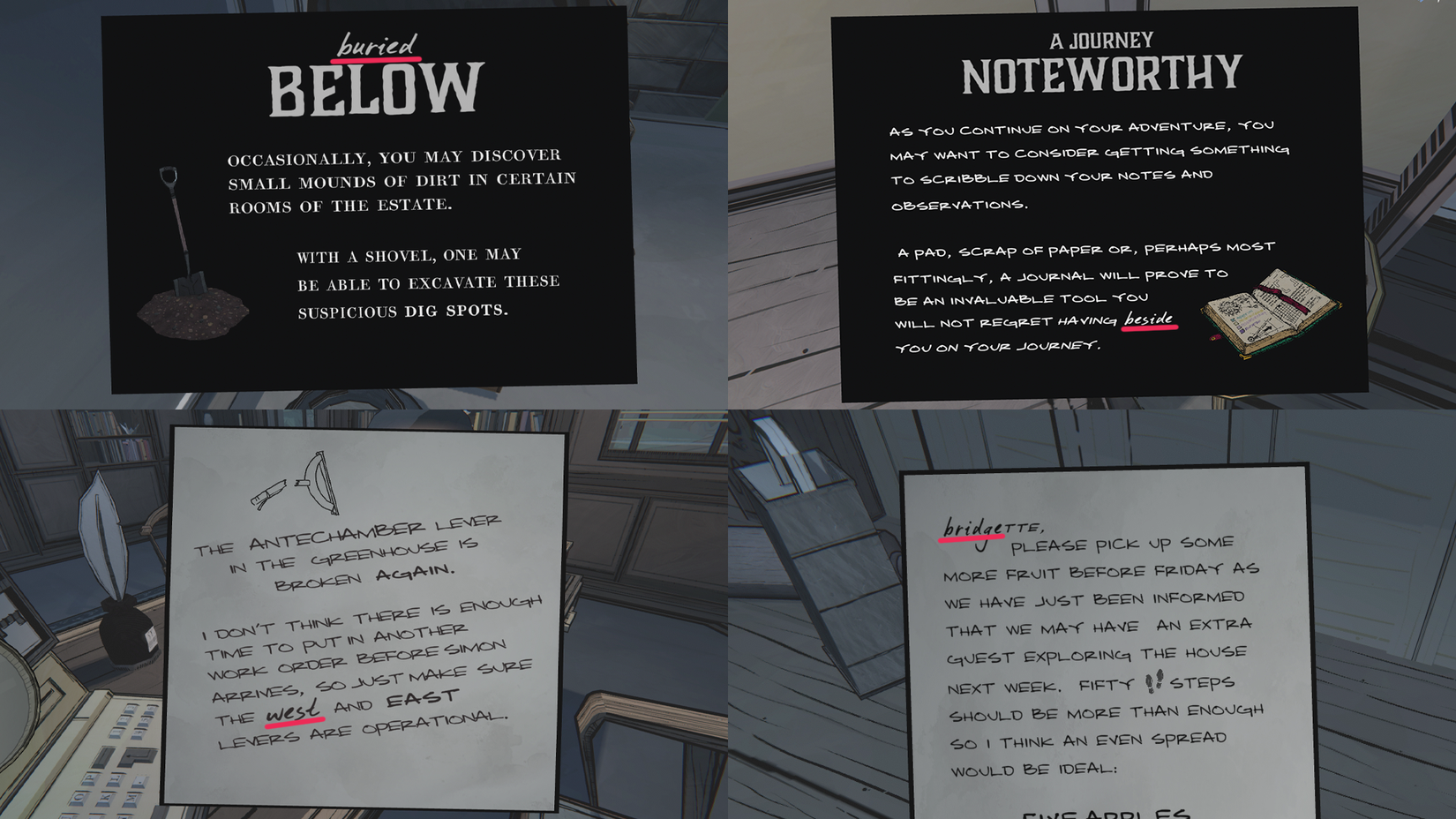 All ‘A New Clue’ book puzzles and how to solve them in Blue Prince