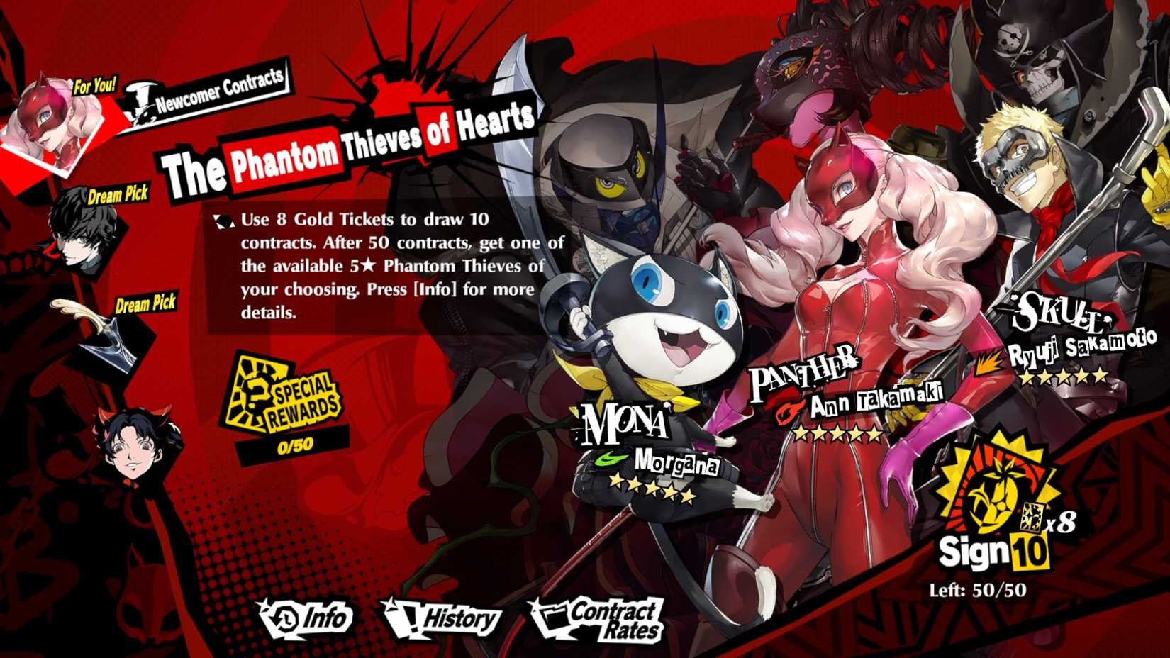 Persona 5 The Phantom X contract gacha banners, explained