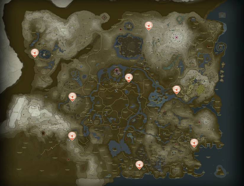 All cherry blossom tree locations in Zelda: TOTK