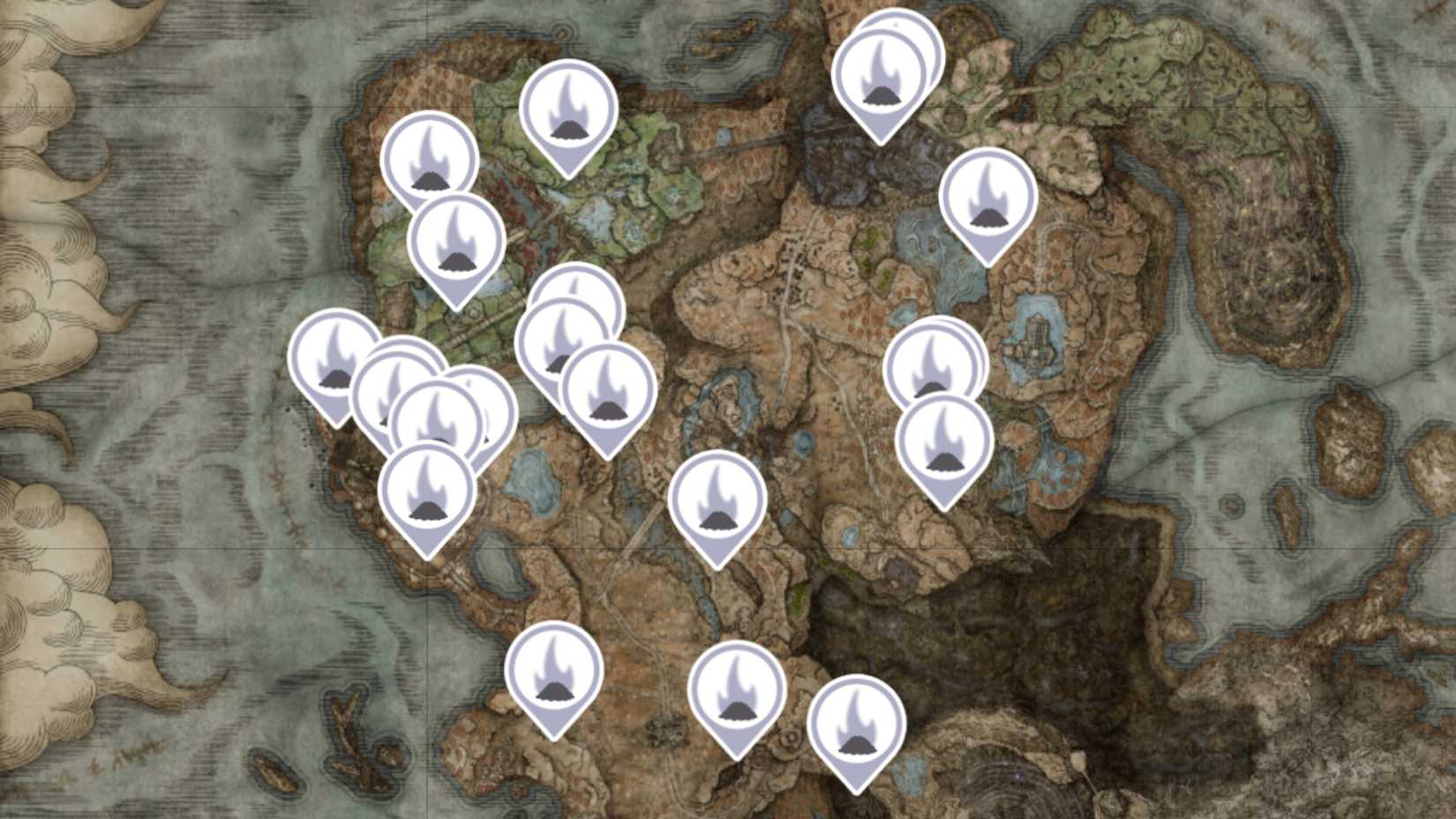 All Revered Spirit Ash locations map in Elden Ring DLC