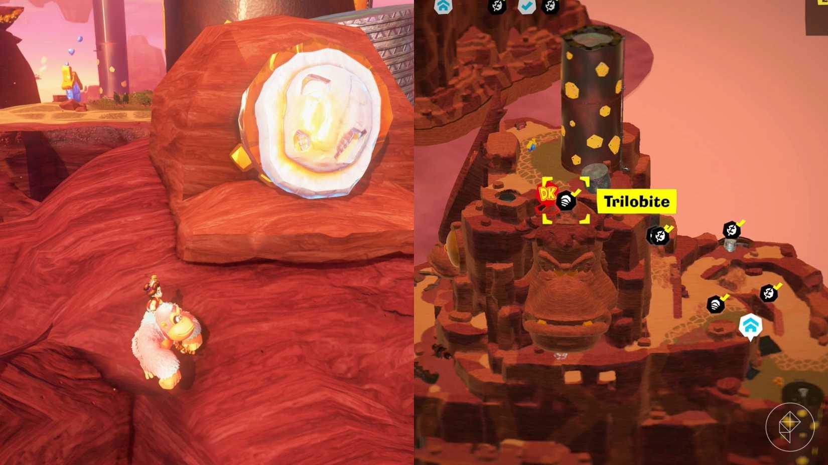 Canyon Layer fossil locations in Donkey Kong Bananza