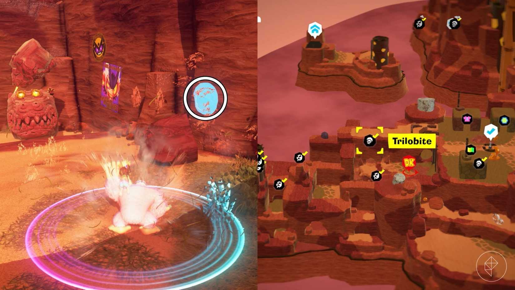Canyon Layer fossil locations in Donkey Kong Bananza