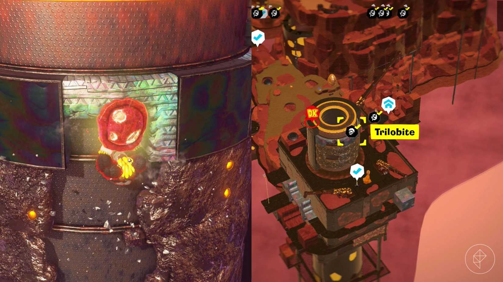 Canyon Layer fossil locations in Donkey Kong Bananza