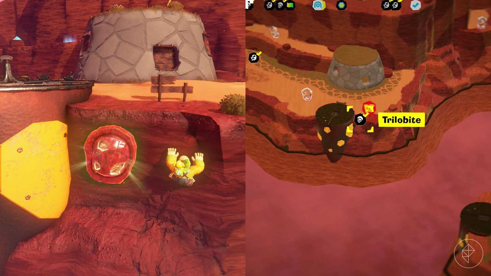 Canyon Layer fossil locations in Donkey Kong Bananza