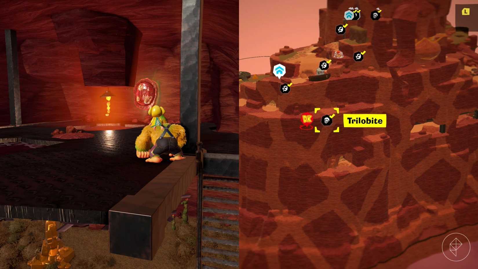 Canyon Layer fossil locations in Donkey Kong Bananza