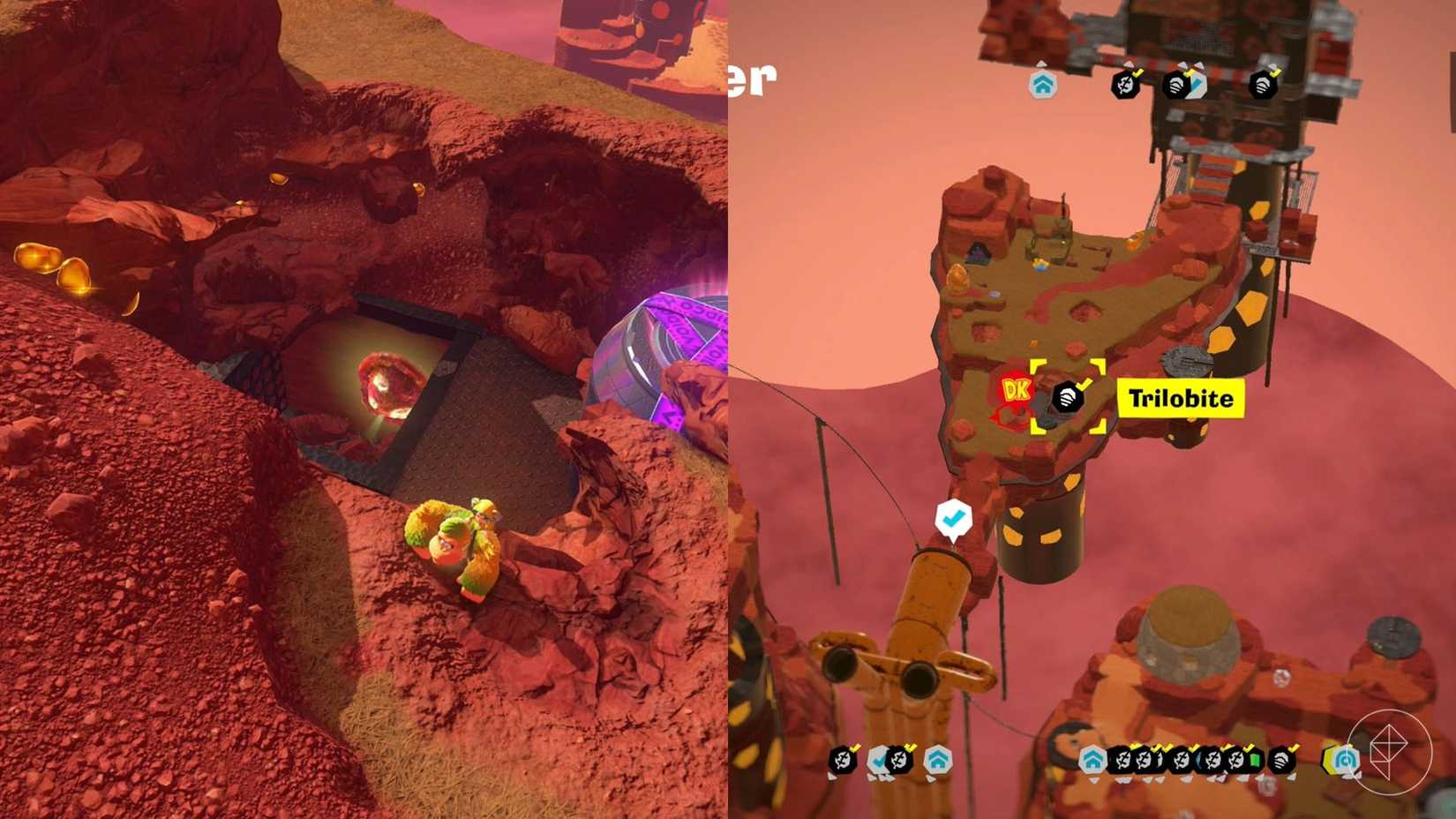 Canyon Layer fossil locations in Donkey Kong Bananza
