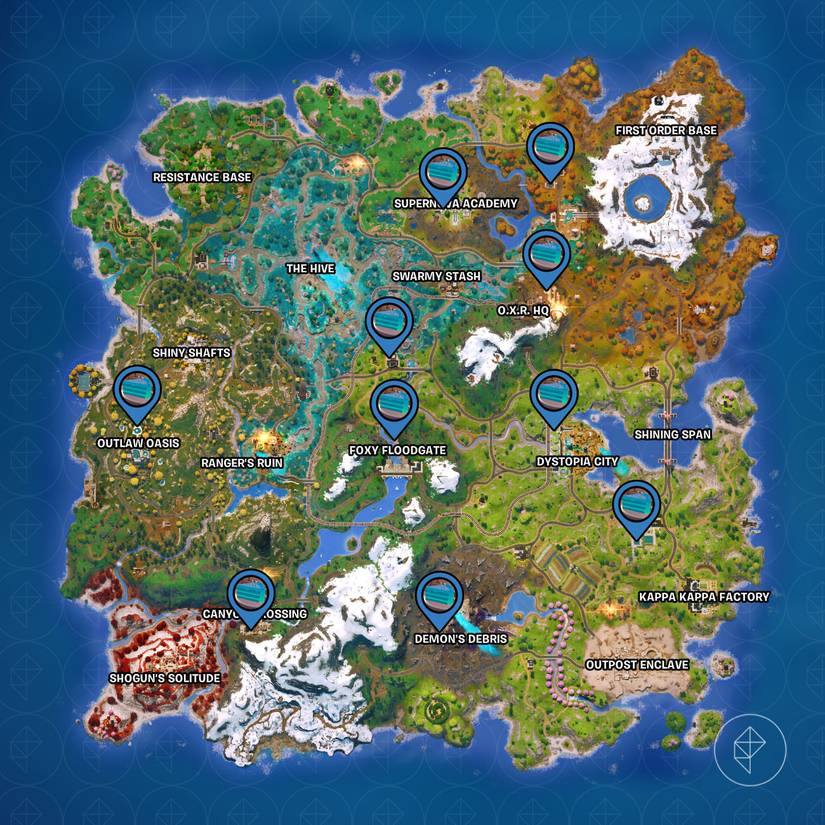 Birthday cake locations in Fortnite Chapter 6 Season 4
