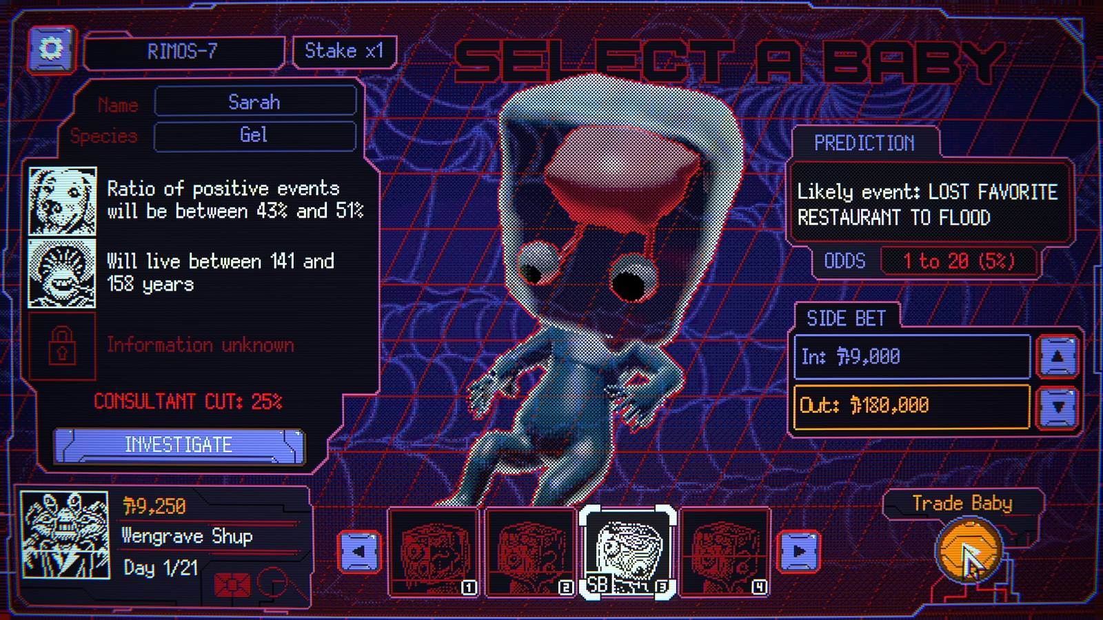 Space Warlord Baby Trading Simulator lampoons stock market chaos