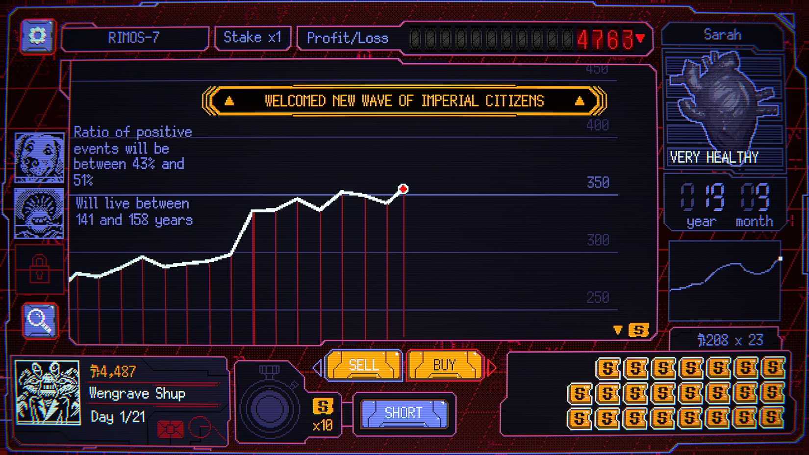Space Warlord Baby Trading Simulator lampoons stock market chaos