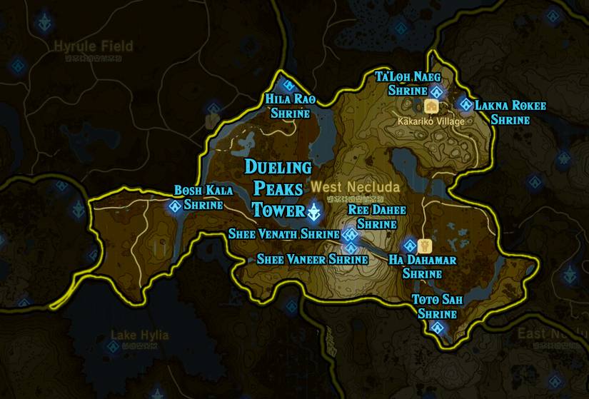 Zelda: Breath of the Wild shrine maps and locations