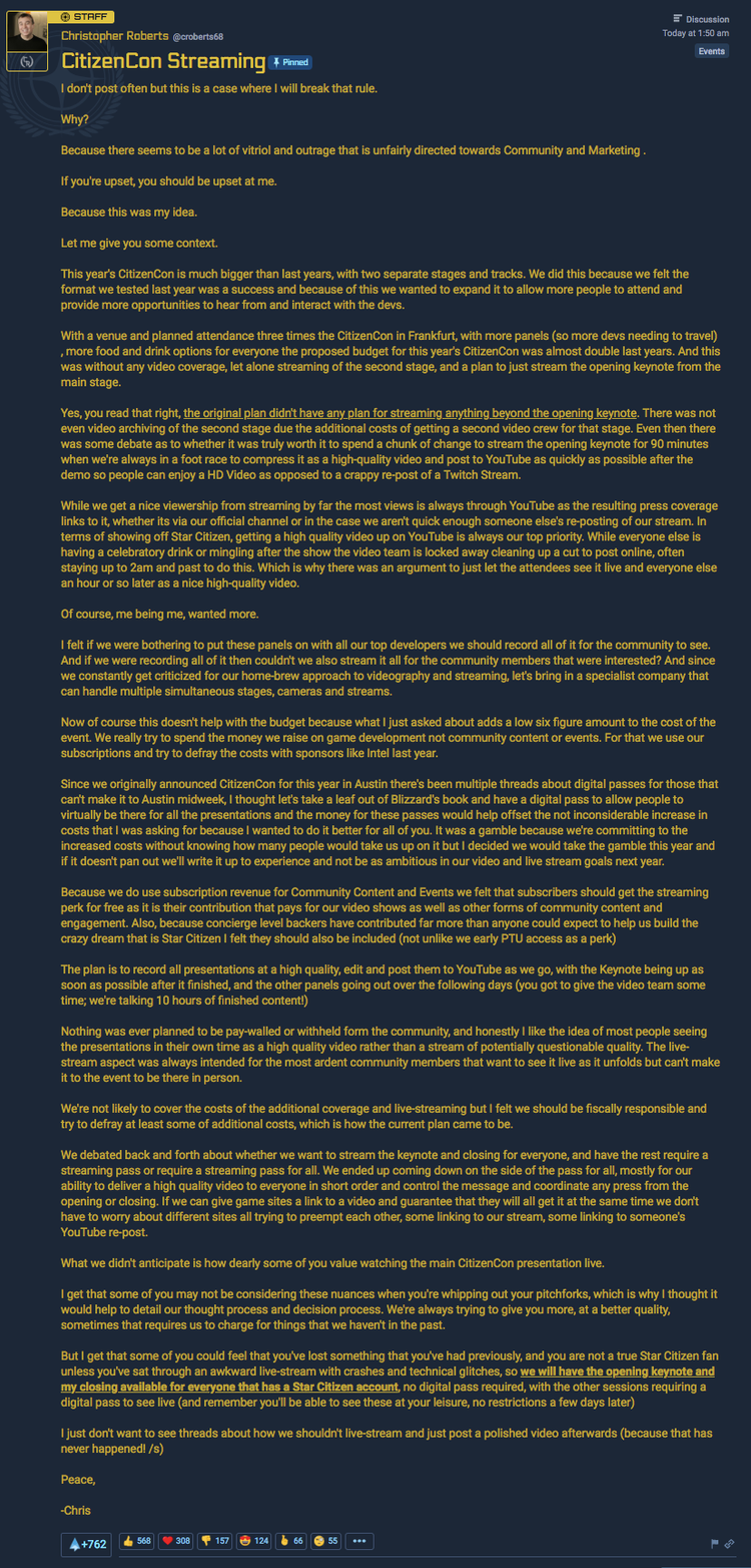 Star Citizen studio backs away from plan to charge fans to stream ...