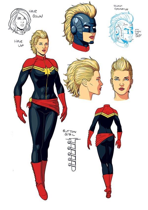 Captain Marvel’s helmet/mohawk movie costume is the result of a bet