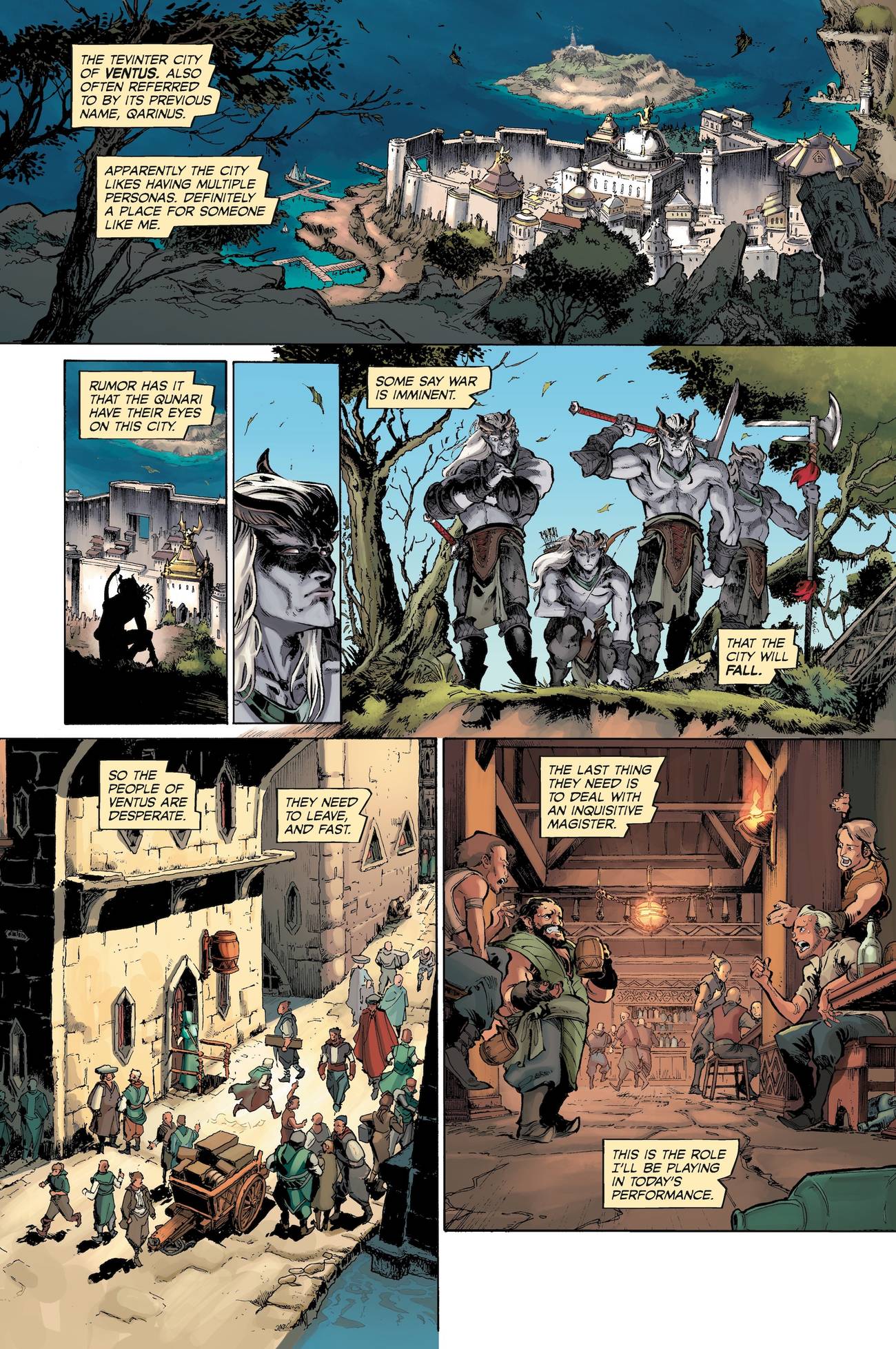 Check out the first six pages of Deception, the next Dragon Age tie-in ...