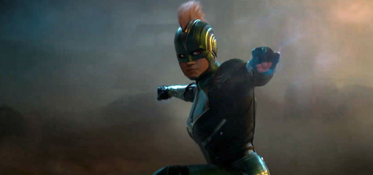 Captain Marvel’s helmet/mohawk movie costume is the result of a bet