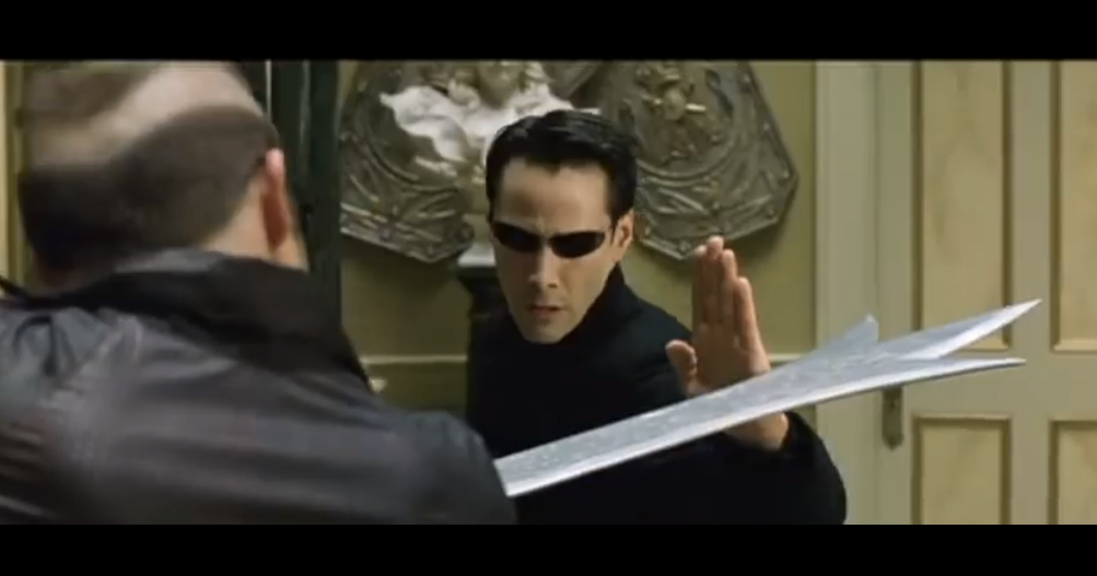 Matrix fight scene. NES-style sound effects. Friday.