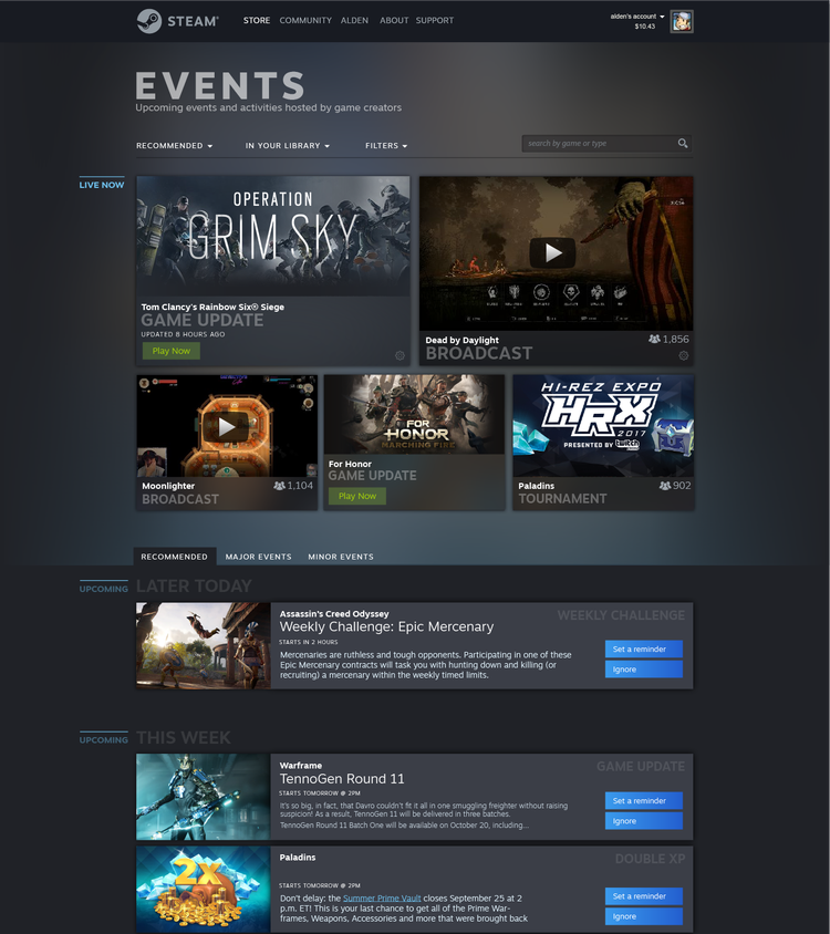 Valve redesigns Steam game library, adding Steam Events