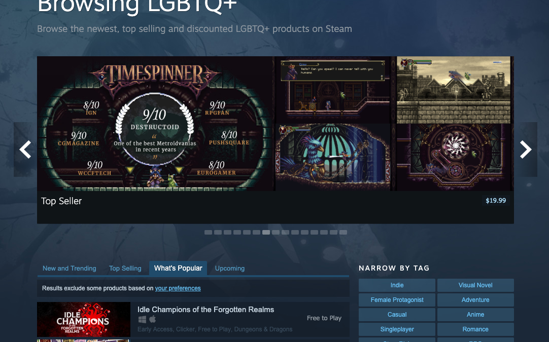 Steam adds official LGBTQ+ tag for games