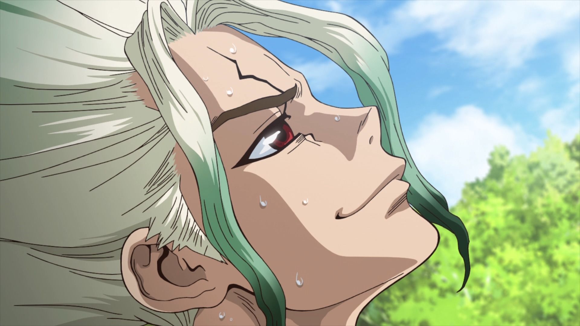 anime guy looking up