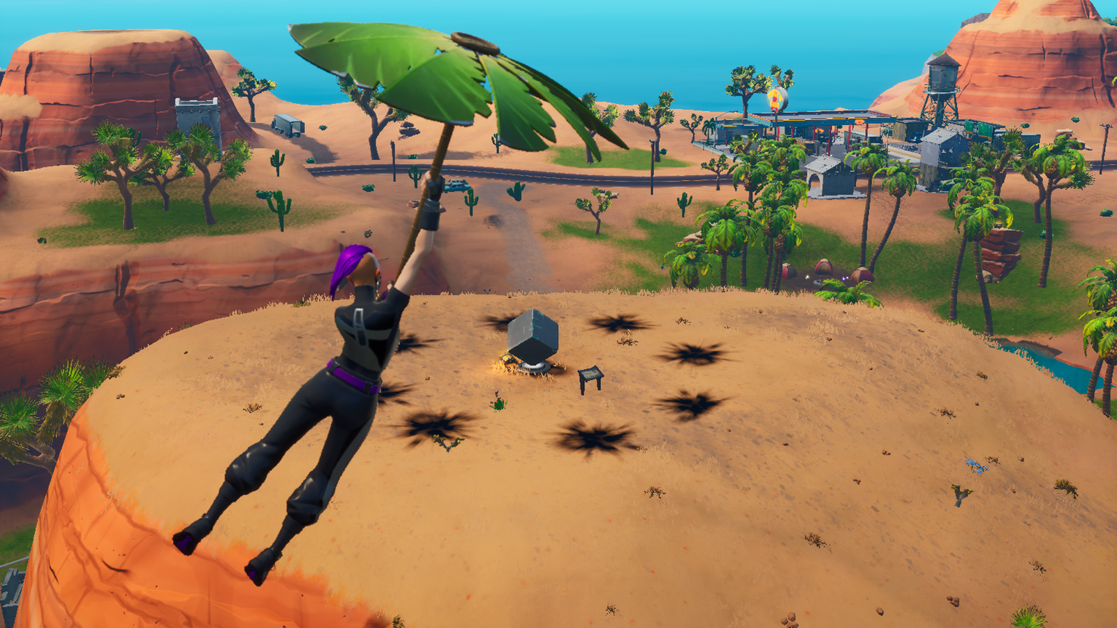 Fortnite cube map locations in a desert a lake