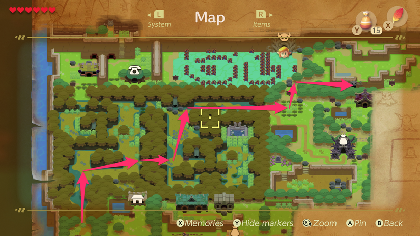 Link’s Awakening Bottle Grotto walkthrough and maps