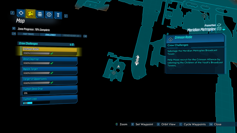 Borderlands 3 Meridian Metroplex challenges map guide
