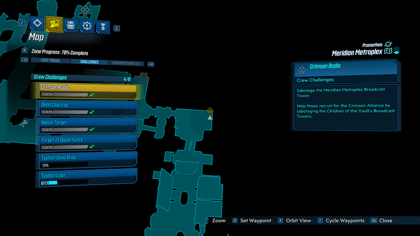 Borderlands 3 Meridian Metroplex challenges map guide