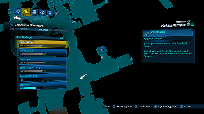 Borderlands 3 Meridian Metroplex challenges map guide