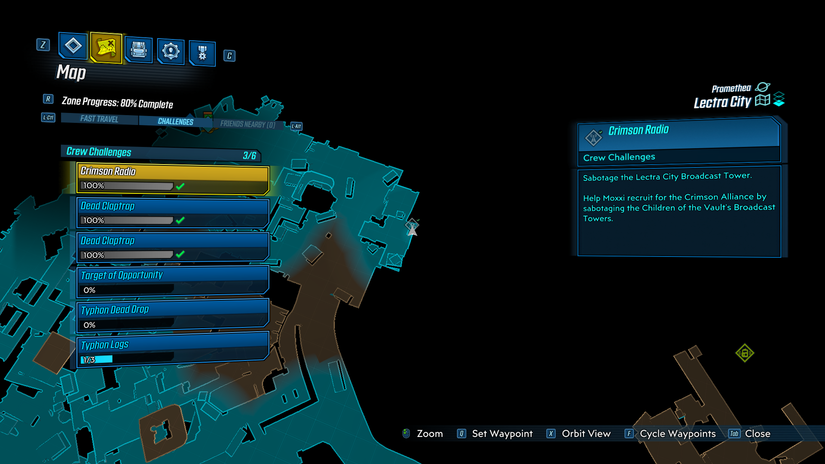 Borderlands 3 Lectra City challenges map guide