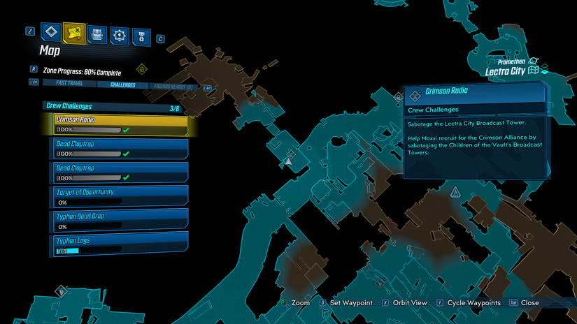 Borderlands 3 Lectra City challenges map guide