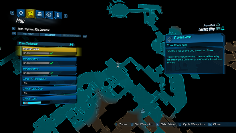 Borderlands 3 Lectra City challenges map guide