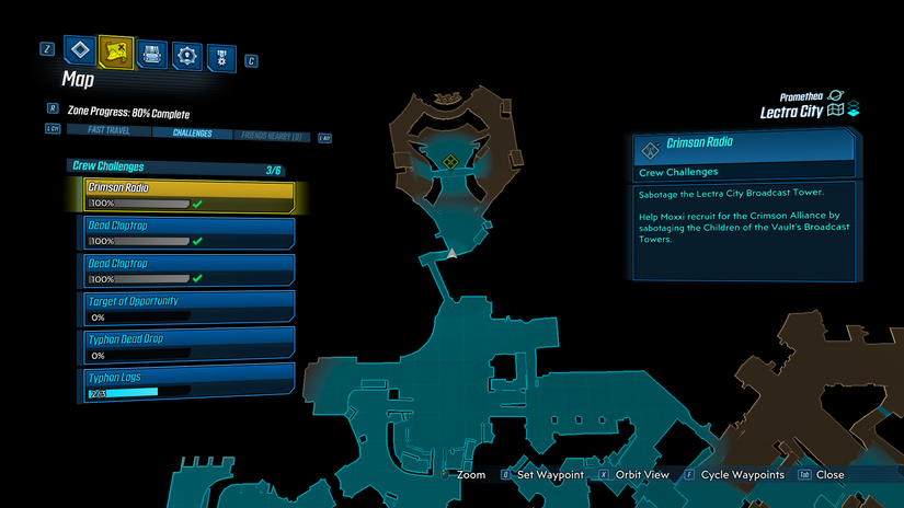 Borderlands 3 Lectra City challenges map guide