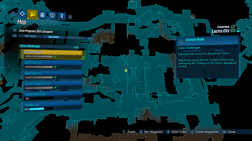Borderlands 3 Lectra City challenges map guide