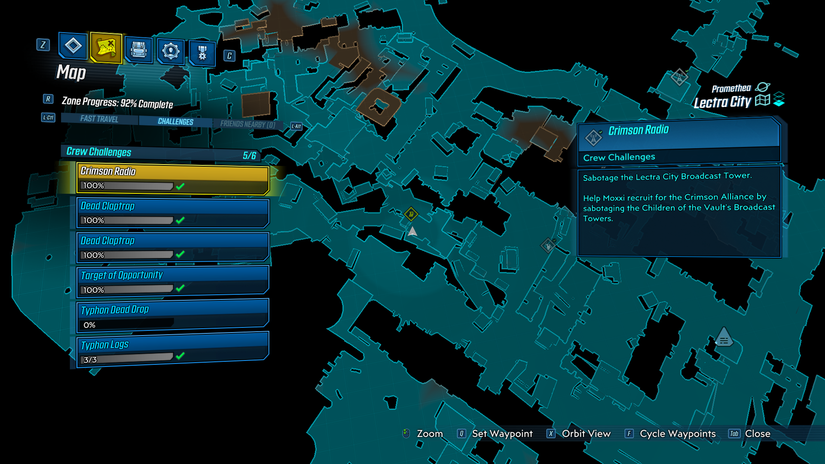 Borderlands 3 Lectra City challenges map guide