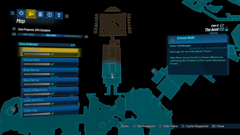 Borderlands 3 The Anvil challenges map guide