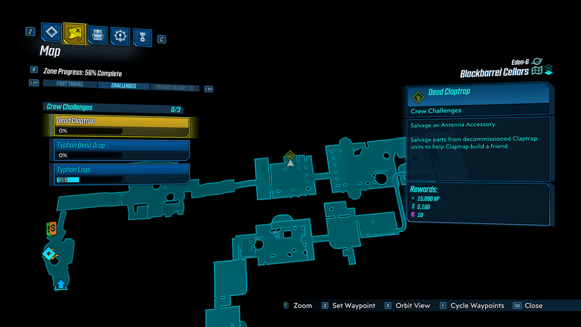 Borderlands 3 Blackbarrel Cellars challenges map guide