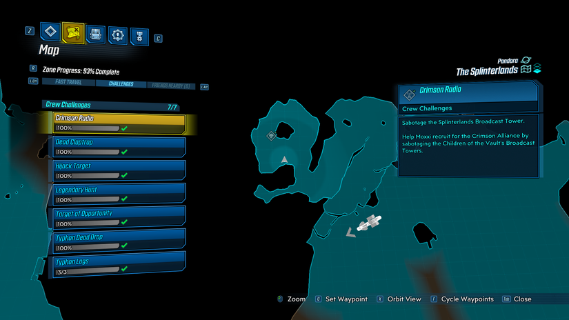 Borderlands 3 The Splinterlands challenges map guide