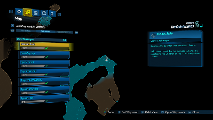Borderlands 3 The Splinterlands challenges map guide