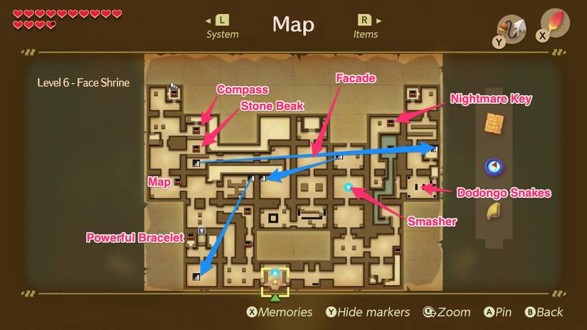 Link’s Awakening Face Shrine walkthrough and maps