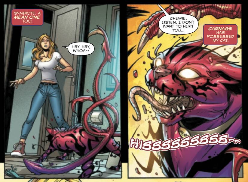 Captain Marvel just fought her own Carnage possessed cat in a new comic