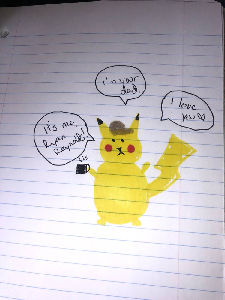 Detective Pikachu fan art, drawn from memory, by the Polygon staff