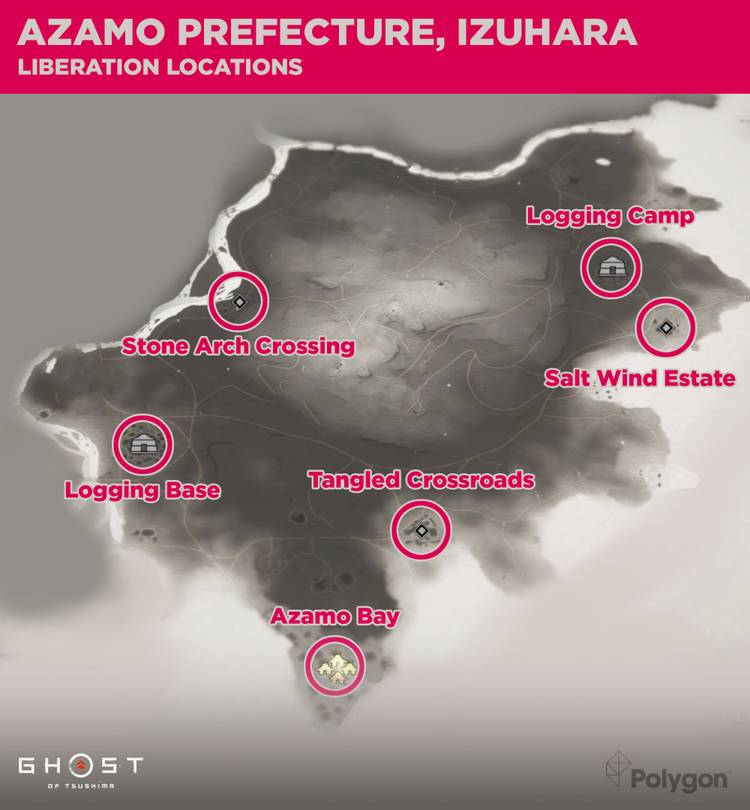 Izuhara liberation locations and maps — Ghost of Tsushima guide