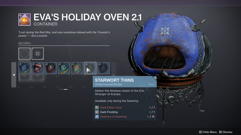 Destiny 2 Dawning 2021 ingredients, gifts, and recipes guide