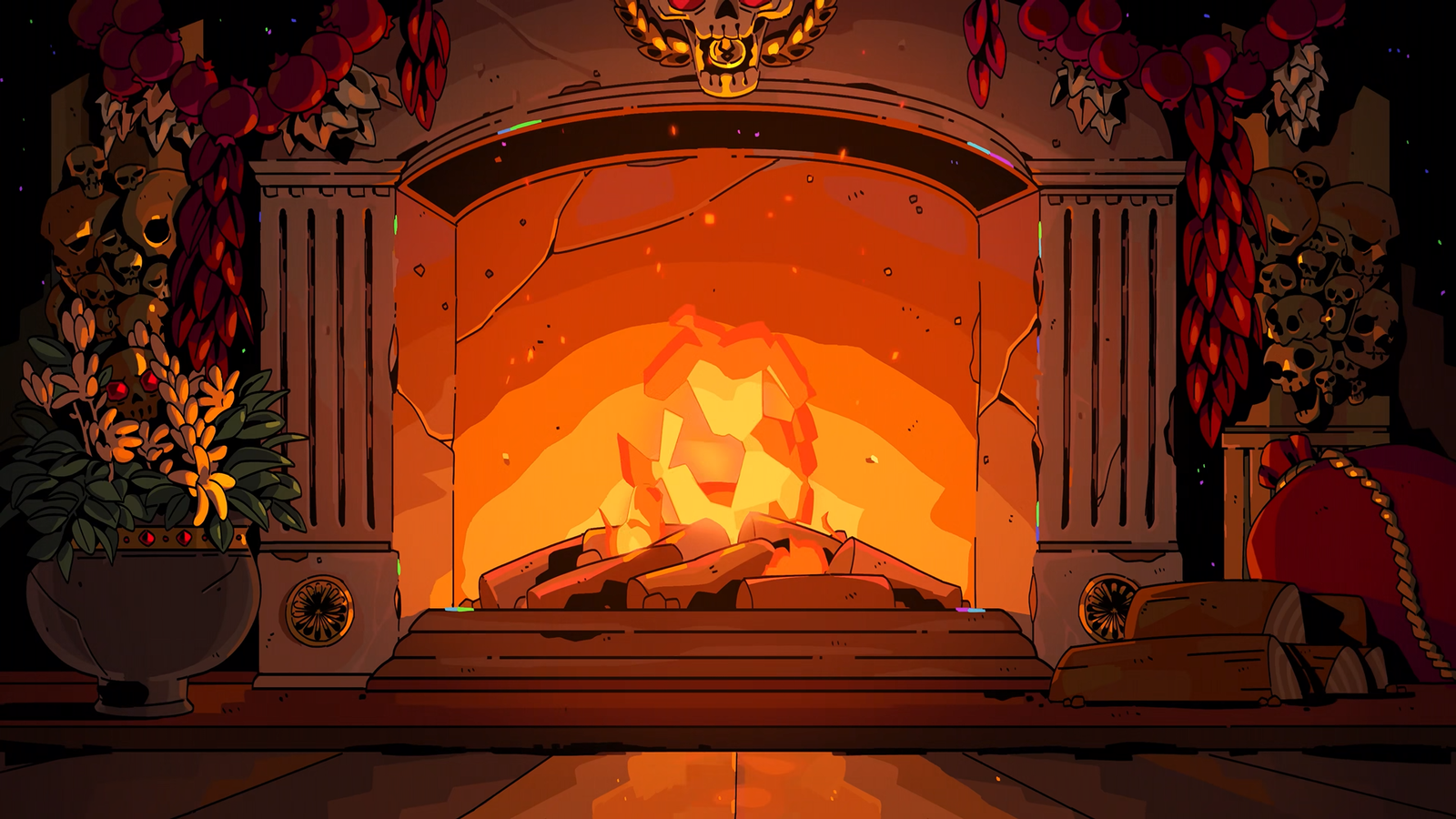 yule log fireplace