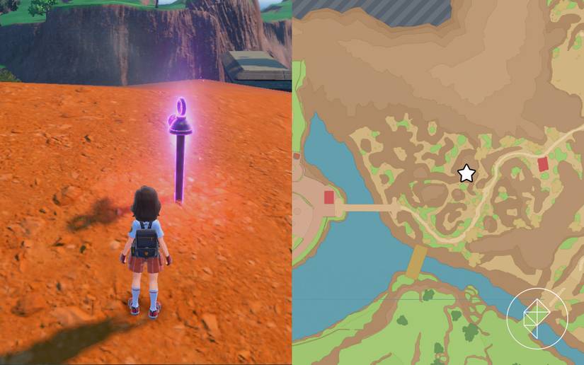 Pokémon Scarlet and Violet Wo-Chien shrine and stake (purple) locations